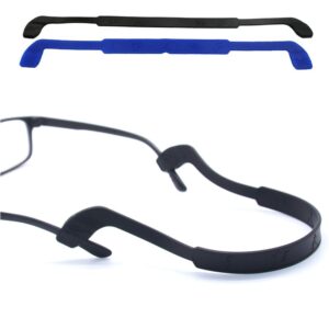 glasses strap anti-slip silicone eyeglass strap eyewear retainers sports elastic soft sunglass cord holder for men women 2pcs(black /blue)