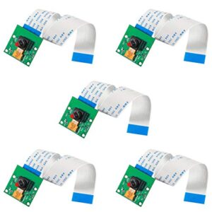 dorhea 5pcs raspberry pi 4 camera video module 5 megapixels 1080p sensor ov5647 mini webcam with 15 pin ribbon cable for raspberry pi model a/b/b+, pi 2b and raspberry pi 3b, pi 3 b+, raspberry pi 4