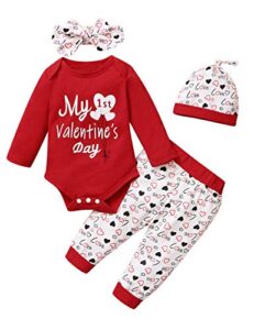 aslaylme baby boys girls valentine's day outfit newborn my 1st valentine's day bodysuit (red,3-6 months)