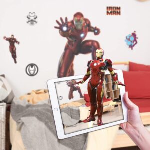 wall palz marvel iron man wall decal - iron man wall stickers with 3d augmented reality interaction - 24" iron man bedroom decor - marvel legends wall decor