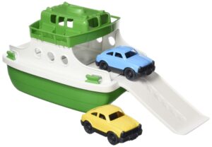 green toys ferry boat, green/white cb - pretend play, motor skills, kids bath toy floating vehicle. no bpa, phthalates, pvc. dishwasher safe, recycled plastic, made in usa.