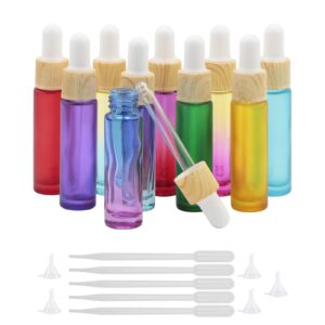 newzoll 10pcs dropper bottles, 10ml (1/3oz) glass bottles vials with eye droppers & funnels, essential oils perfumes skincare liquids dropper vials bottles containers