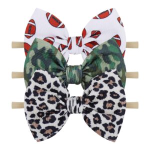 yanjie 3pcs 4.5" nylon hairband for baby girls newborn - leopard football camo printed hair accessories