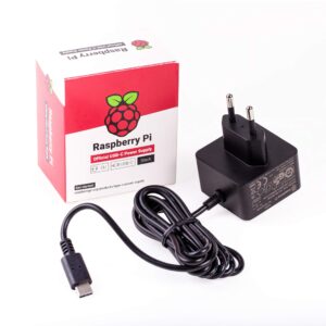 sb components official raspberry pi 4 usb to type-c power supply adapter – eu plug (black)