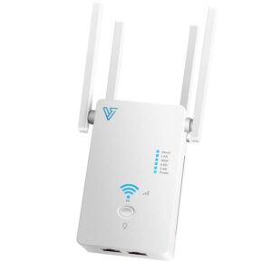 wifi range extender - coverage up to 1200 sq ft, 1200mbps dual band ac, verratek db-1200 wifi extender, wireless internet signal booster, repeater, one touch wps setup to extend range of wifi internet