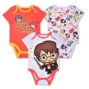 warner bros’ harry potter 3 pack short sleeve creeper bundle for boys, baby’s bodysuit set, size 6m