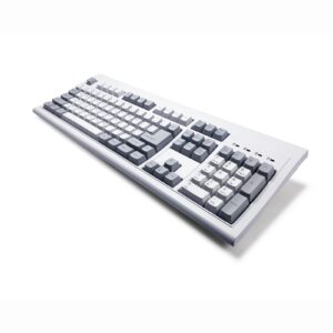 elsra full size classic usb wired retro membrane keyboard with numeric keypad, large l-shaped enter key, gray/light gray