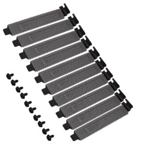 aiyide 10pcs pci slot cover dust filter black hard steel bracket expansion blanking plate ventilation deflector with screws,80mm