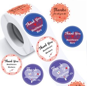 healthcare workers thank you sticker 1.5 inch nursing school graduation labels for nurses week doctors emt essential workers gift card envelopes,package sealing 500 pcs