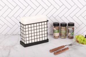 wire classic metal napkin organizer holder for kitchen restaurant home stylish decor - dining tables, stylish black countertop storage indoor and outdoor use vertical tissue dispenser