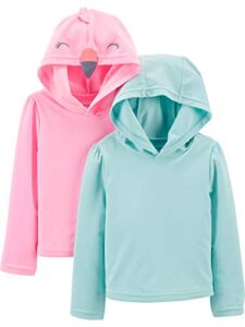 simple joys by carter's girls' baby and toddler 2-pack rashguards, aqua blue/pink, 3t