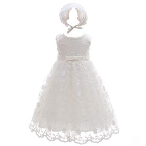 carecheer sleeveless ivory long baby girl christening baptism dress flower girl dedication blessing gown (6-12 months)