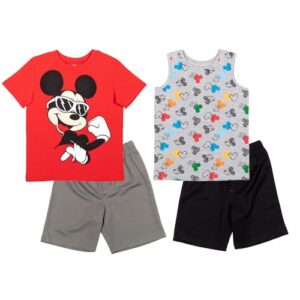 disney mickey mouse infant baby boys 4 piece tank top t-shirt athletic shorts set 18 months