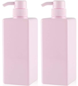 refillable pump bottles 22oz/650ml plastic pump bottles (pink) - set of 2 empty pump bottles for lotions and creams - plastic pump bottles for hand sanitizer, soap, shampoo, conditioner and more