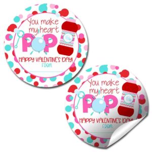 you make my heart pop bubble themed valentine party favor sticker labels for kids, 40 2" party circle stickers by amandacreation, great for classroom valentines, envelope seals, gifts & treats