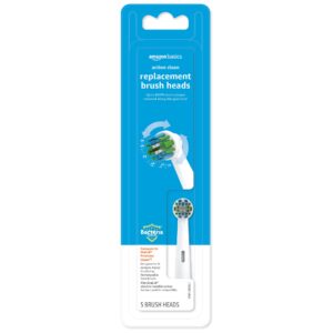 amazon basics electric toothbrush head replacement brush, white, 5 count (fits most oral-b brushes) (previously solimo)