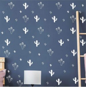 melissalove 92pcs/set cactus wall stickers for kids room diy vinyl wall art decals baby nursery home decor jw572 (white)