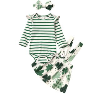 xifamniy baby girls valentine's day/st.patrick day/easter day outfit newborn 3pcs suspender skirt set