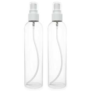 brightfrom fine mist spray bottles 8 oz, empty refillable containers - essential oils, disinfectant spray, water 2 pack (clear, white mist)