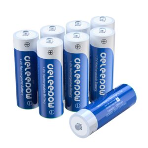 deleepow aa rechargeable batteries nimh 3300mah 1.2v batteries aa size rechargeable high capacity 1200 cycles 8-pack(only battery)