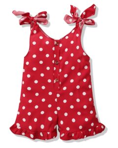 nzrvaws little kid girl clothes 2-3 year baby girl clothing romper summer red halter sleeveless polka dot jumpsuits outfit set