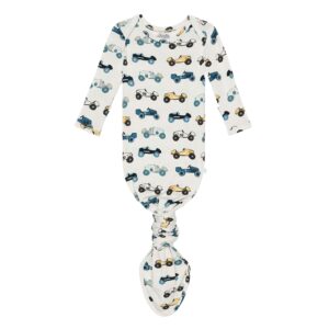 posh peanut infant gown - unisex soft baby clothes - viscose from bamboo infant layette swaddle wear- 0-3 months (enzo knotted)