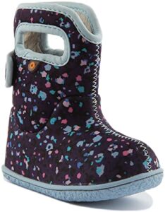 bogs baby rain boot, little textures print-purple, 5 us unisex infant