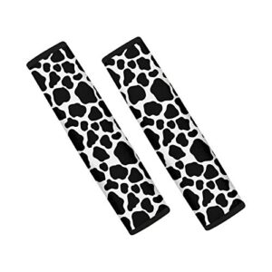 dreaweet cow spots seat belt cover 2 packs for men boys animal skin print soft car seat belt pad cover wear resistant seat belt shoulder pads car accessories