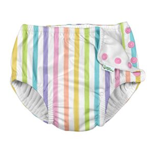 green sprouts girls' reusable absorbent baby swim diapers, rainbow stripe, 24 month