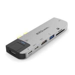 ezquest usb c hub - 8 in 2 usb c docking station - hdmi 4k 60hz, ethernet, thunderbolt 3-40gb/s with 100w usb-c 3.0 pd (frs), 1x usb-c 10gbs, 2x usb 3.0 ports, sd & micro sd - for macbook pro and air