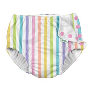 green sprouts girls' reusable absorbent baby swim diapers, rainbow stripe, 18 month