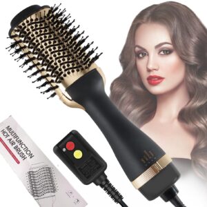 cosysun 3-in-1 round brush hot air brush one step hair dryer and styler volumizer, gold, ceramic technology, 3 speeds, 120v dc