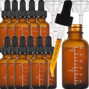 12pcs 30ml glass dropper dropper perfume bottle with non-childproof caps measure scale and strong suction nozzle bottle with funnel and tags (30ml 12pcs)