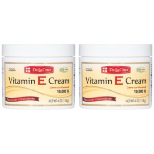 de la cruz vitamin e cream moisturizer for face and neck - moisturizing anti-aging skin care for all skin types - made in usa, 4 oz. (2 pack)