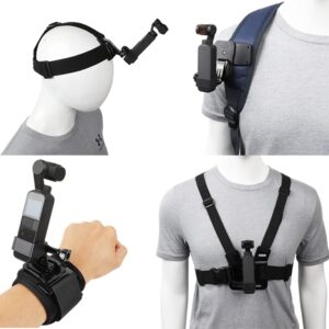 pellking accessories kit for dji osmo pocket 2,new quick release head strap mount + chest mount harness + backpack clip holder + 360°rotating wrist strap