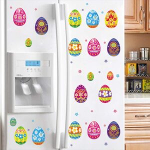 8 sheets colorful easter eggs wall stickers decorations,peel and stick removable easter decals for kids nursery bedroom living room,gifts bottle fridge furniture egg decor