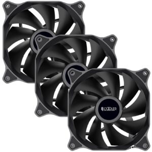 pccooler 120mm case fans, dn120 120mm pc fan 3 pack dark night series, high performance cooling pc fan - efficient hydraulic bearing - 1200 rpm low vibration, computer fans 120mm fan for cpu cooler