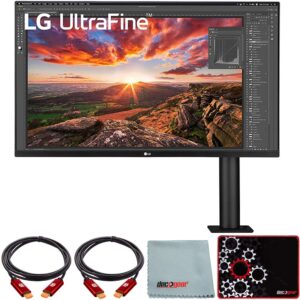 lg 32un880-b 32 inch ultrafine display ergo stand uhd 4k hdr10 monitor bundle with deco gear hdmi cable 2 pack + gamer surface mousepad + screen cloth