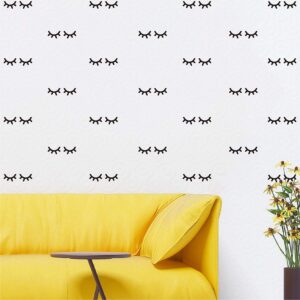 128pcs sleepy eyes decal eyelashes stickers home party cups decor wine glass decal baby bedroom nursery notebook decals jw589 (black)