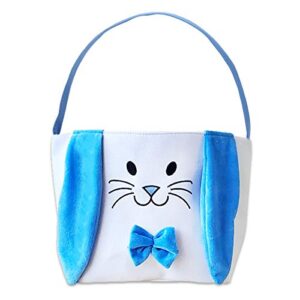 poptrend easter basket bags,bunny easter bucket，easter eggs/gift baskets for kids,bunny tote bag bucket for easter eggs,toys, candy,gifts (blue)