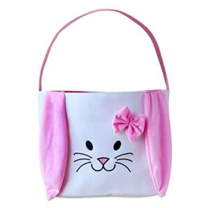 poptrend easter basket bags,bunny easter bucket，easter eggs/gift baskets for kids,bunny tote bag bucket for easter eggs,toys, candy,gifts (pink)