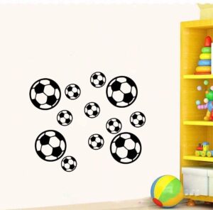 lzymsz 12pcs soccer ball football wall decal sticker, removable soccer wall decoration, available in 2 sizes diy sticker mural sets for kids rooms bedroom living room playroom soccer fans home decor