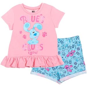 nickelodeon blue's clues toddler girls graphic t-shirt french terry shorts set pink 2t