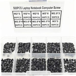 500pcs m2 m2.5 m3 km screw flat head screws for laptop notebook screws set kit for computer small screw. - (black) scrw-024676