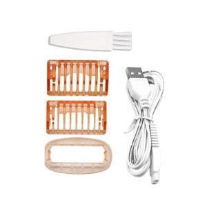 replacement usb charger for flawless body rechargeable ladies shaver and trimmer include a cleaning brush and 2 trim combs