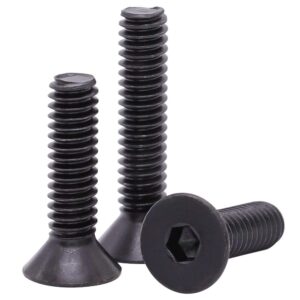 m6 x 12mm (50 pcs) flat countersunk head socket cap screws, 10.9 grade alloy steel, black oxide, allen hex socket drive, full thread, coarse thread unc