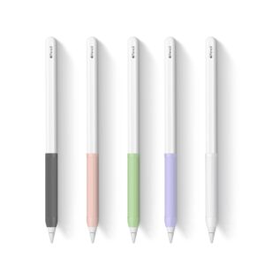 litumfen 5 pack ipencil grips silicone holder sleeve compatible with apple pencil 1st and 2nd generation (black, green, pink, white, purple)