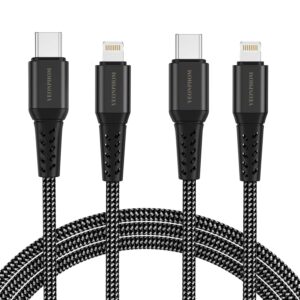 yeonphom usb c to lightning cable 10ft 2pack iphone charger compatible for iphone 13 14 12 pro max/mini/11 pro max/xs max/x, extra long nylon braided lightning to usb c cable type c fast charging cord