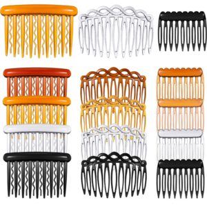 12 pieces plastic side hair twist comb french twist comb hair clips with teeth for fine accessories women, 4 colors(retro color,chic)