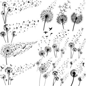 egmbgm 13 sheets beautiful dandelion temporary tattoos for women realistic flying dandelion birds butterfly fake tattoos flowers for girls kids hand wrist neck decoration temp tatoos temporary sticker